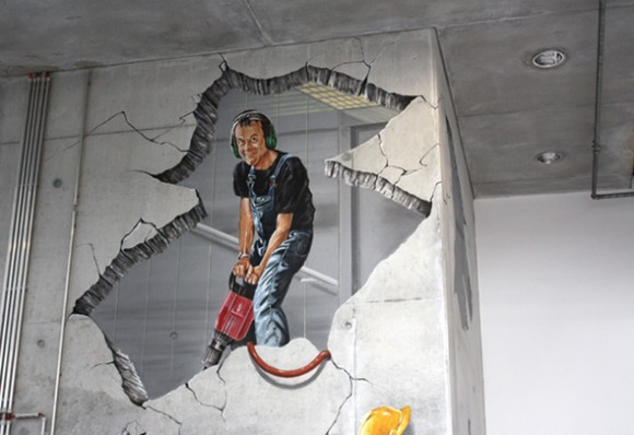 Atrium Construction Worker Mural