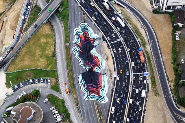 Pothole Highway Optical Illusion in France